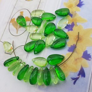 Green Drop Clear Glass Beads,water Drop Green Mix Clear Beads,green ...