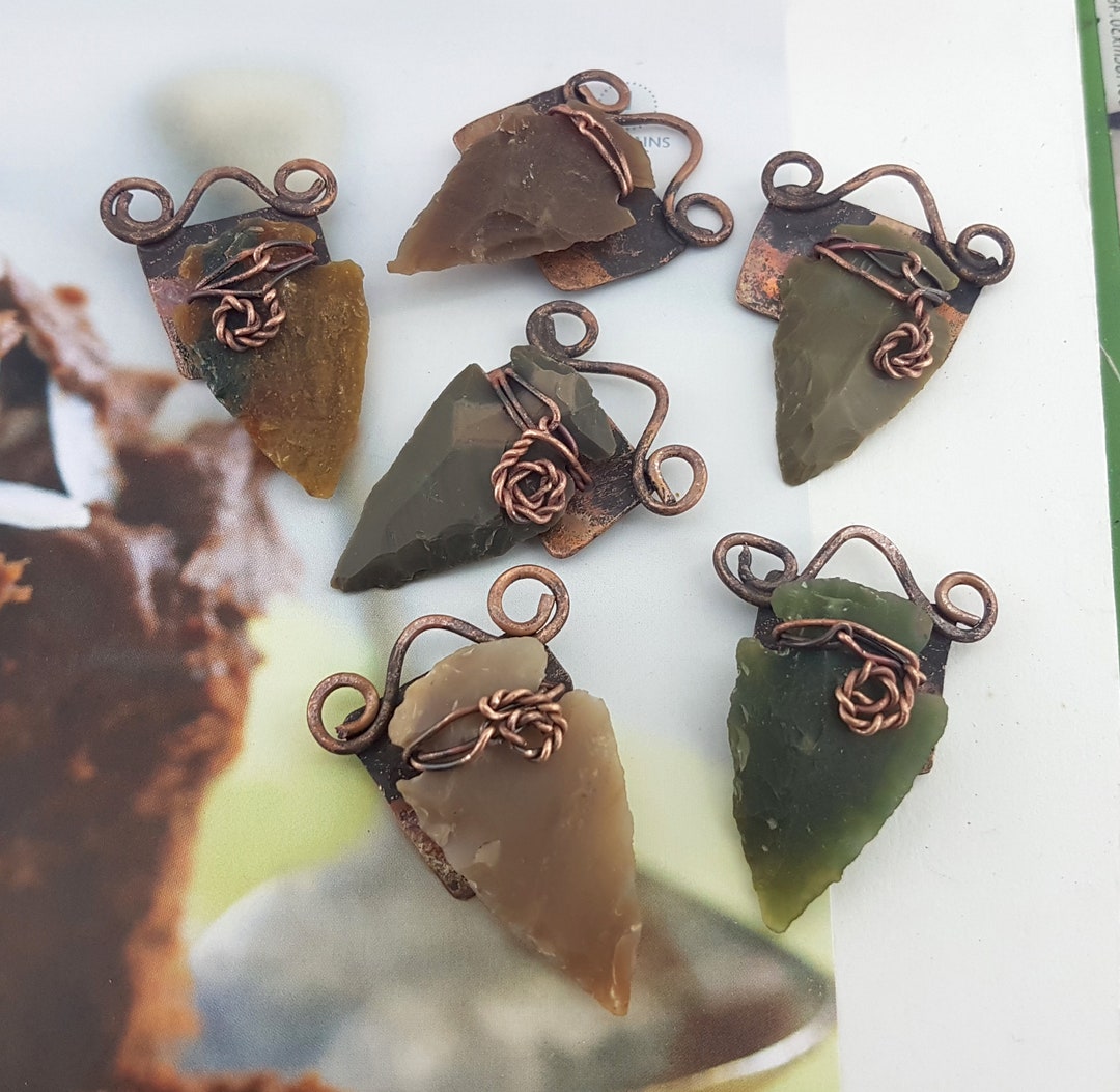 Rustic Soldered Copper Pendant,stone Arrow Patina Copper Pendant ...