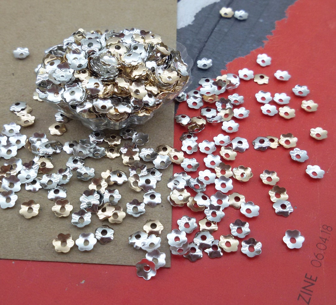 Tiny Bead Caps Mix,gold Flower Small Bead Cap,silver Small Floral Bead ...