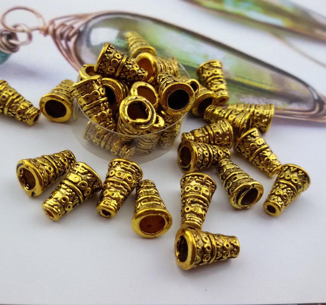 Antiqued Gold Bead Caps,gold Tone Tower Bead Ends,small Tassel Caps ...