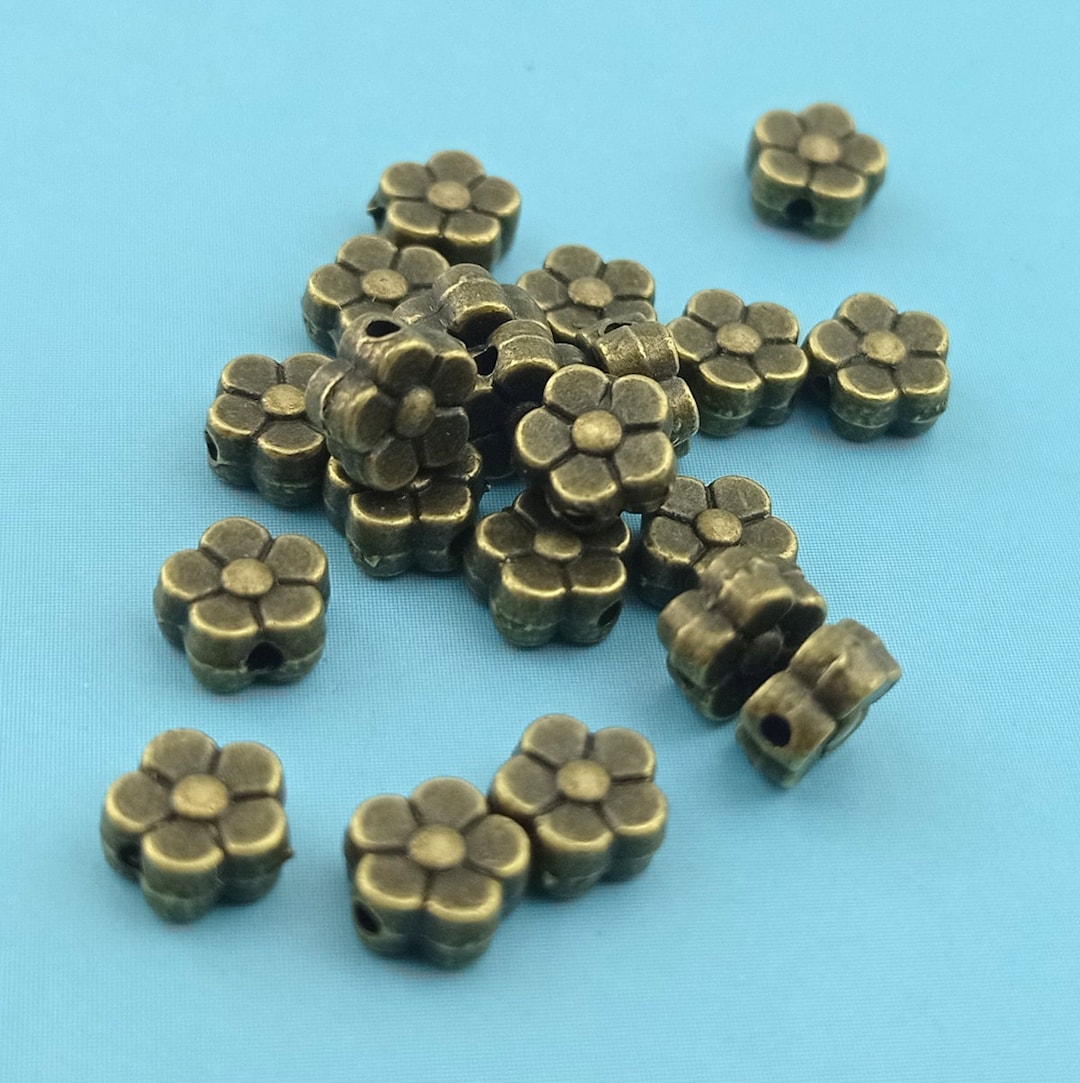 Small Metal Flower Beads,antique Bronze Tone Flower Spacer Beads,flower ...