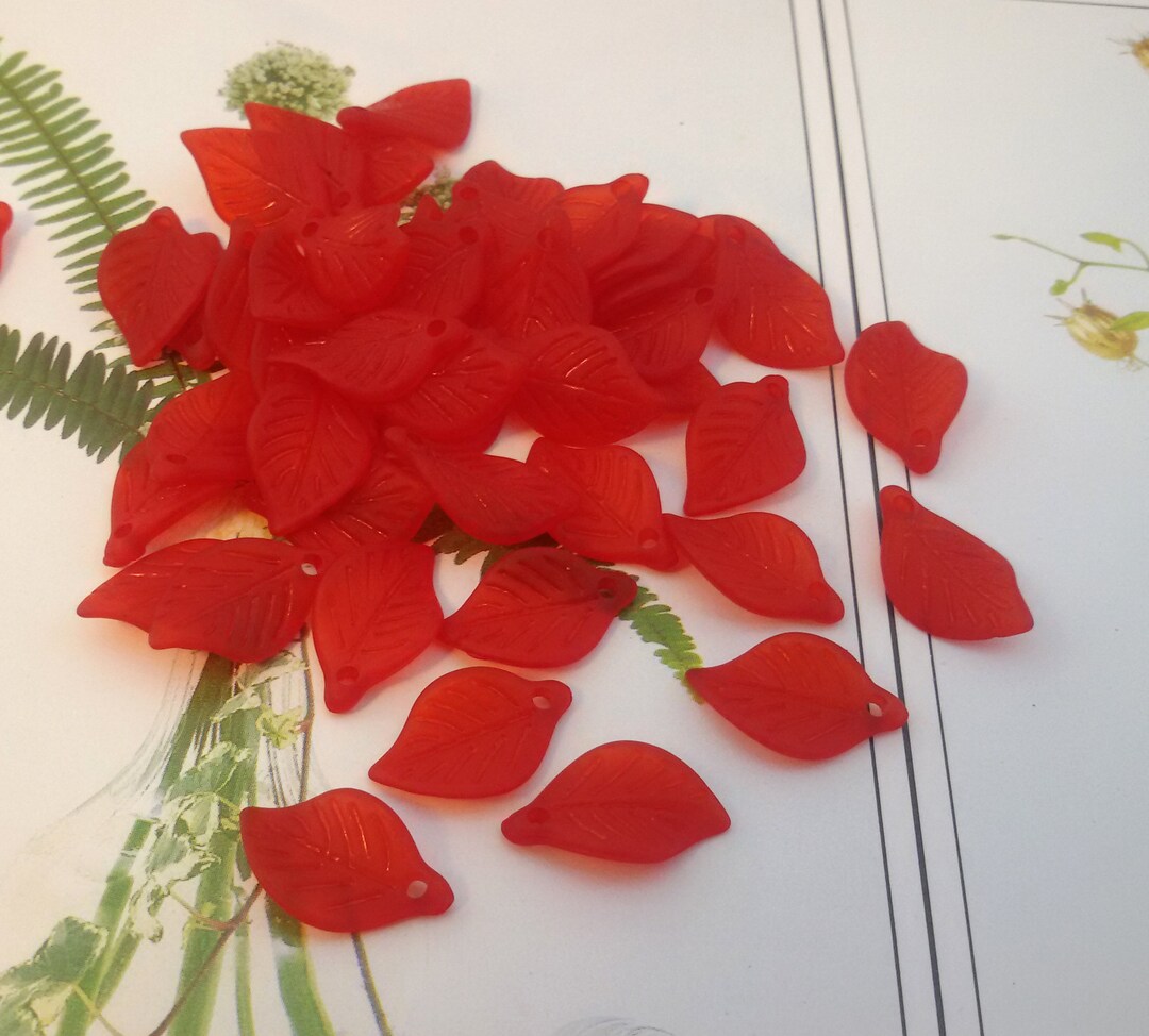 Red Frosted Acrylic Leaves,frosted Leaves Spacers Beads,decorative Red ...