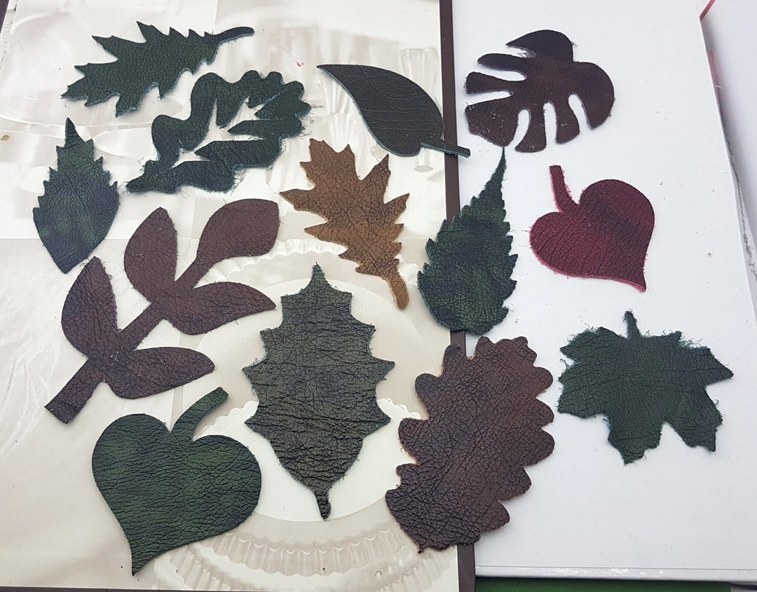 Leather Leaves Cuts,brown Leather Leaves Cut Outs,leather Die Cuts,diy ...