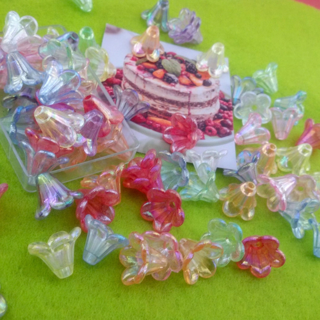 Acrylic Bead Ends,flower Lucite Bead Caps,floral Bead Caps,colorful ...