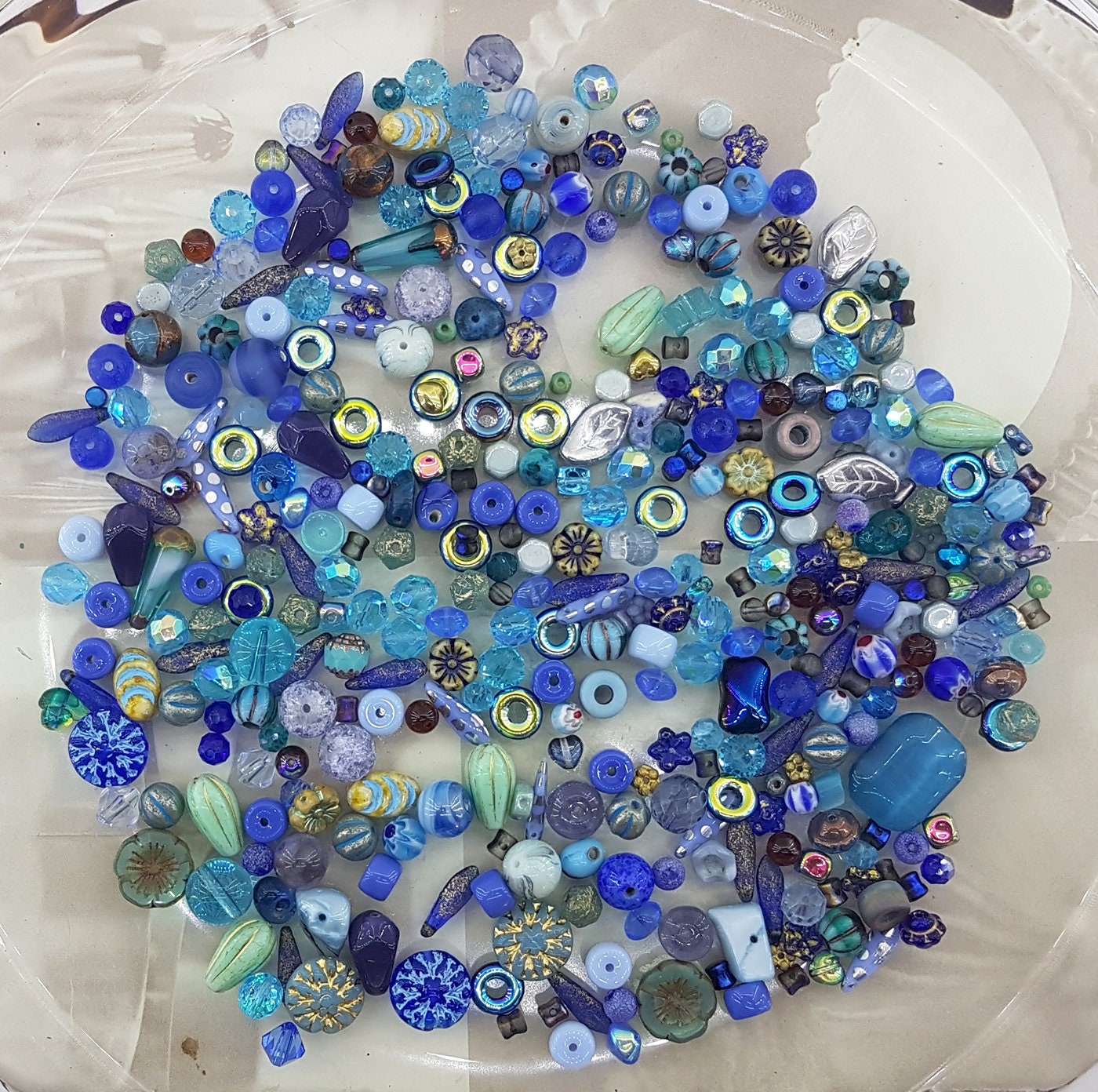 Blue glass beads bulk store