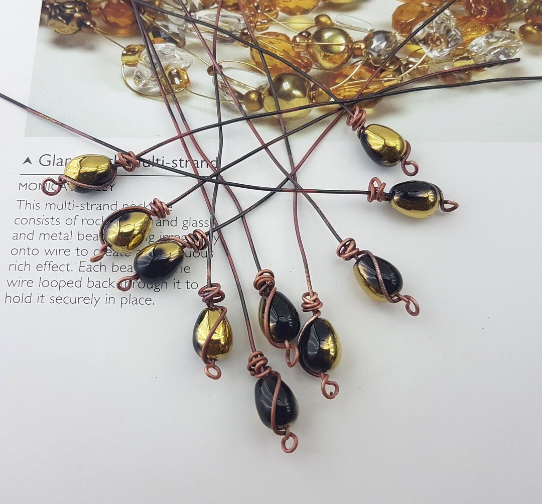 Antiqued Copper Pins Connectors,patina Copper Pins With Czech Beads ...