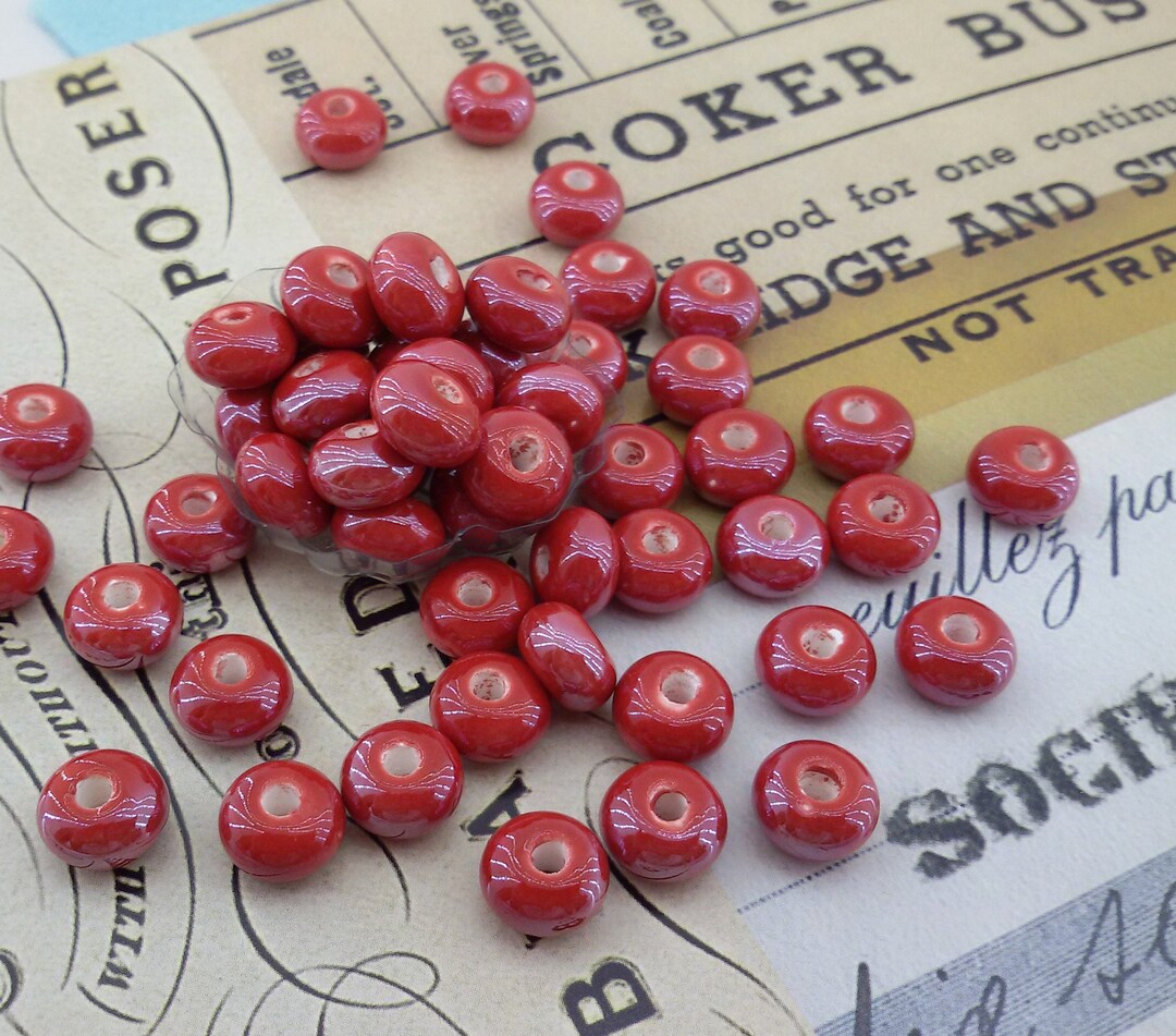 Red Pottery Beads,red Ceramic Beads,red Pottery Wheel Porcelain Beads ...