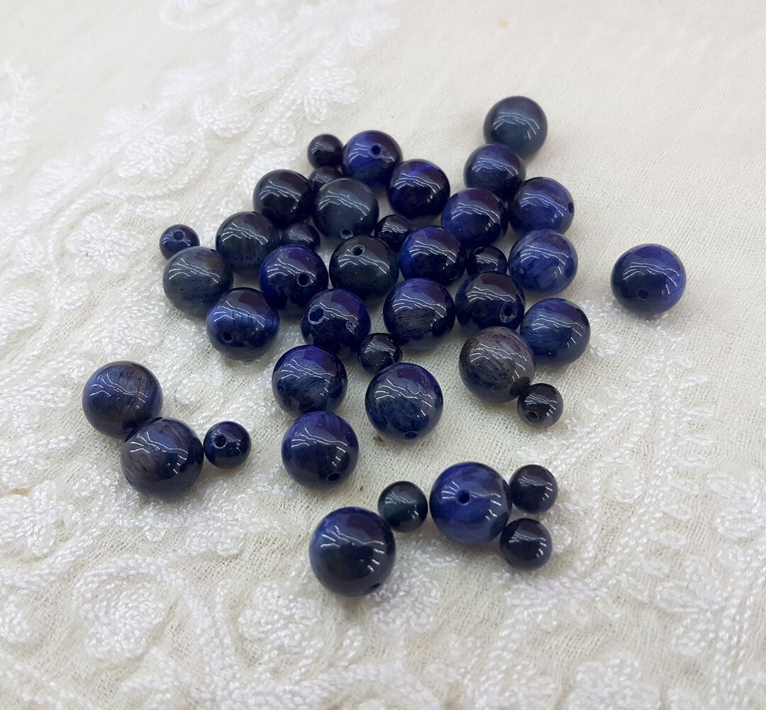 Perles doeil de tigre gris bleu, perles doeil de tigre bleu brunâtre ...