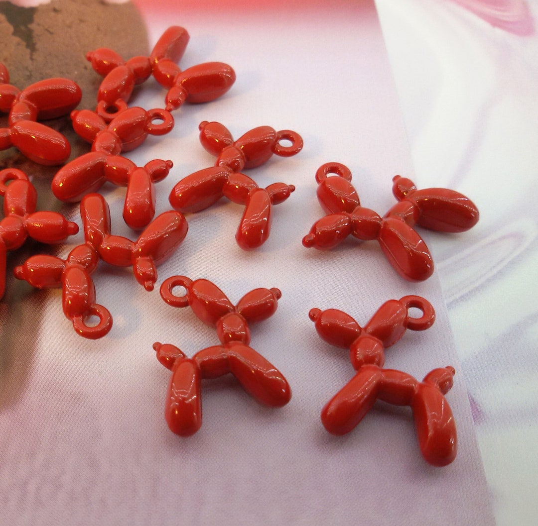 Red Balloon Dog Charm,red Dog Metal Charms,enameled Balloon Dog Charm ...