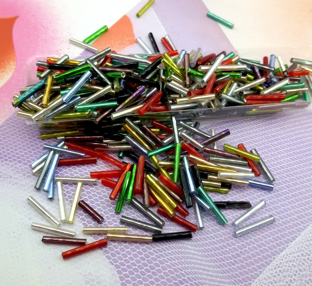 Colorful Tube Glass Beads,color Mix Bugle Sewing Bead,long Glass Tube ...