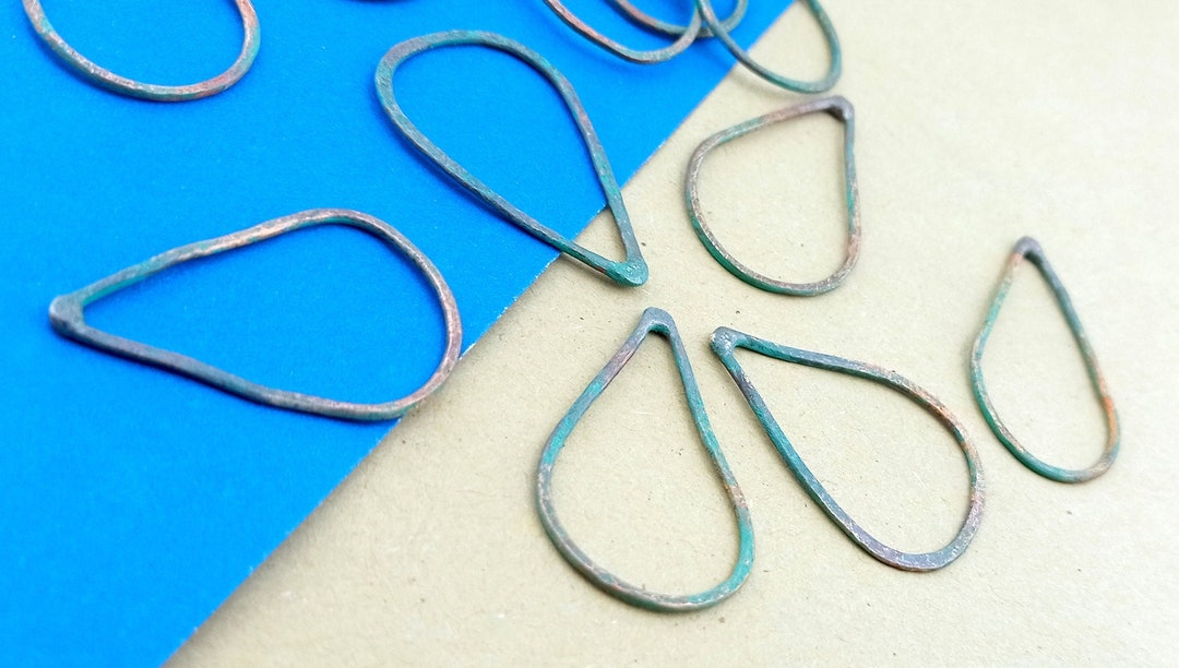 Copper Soldered Drops,verdigris Patina Copper Connectors,closed Copper ...