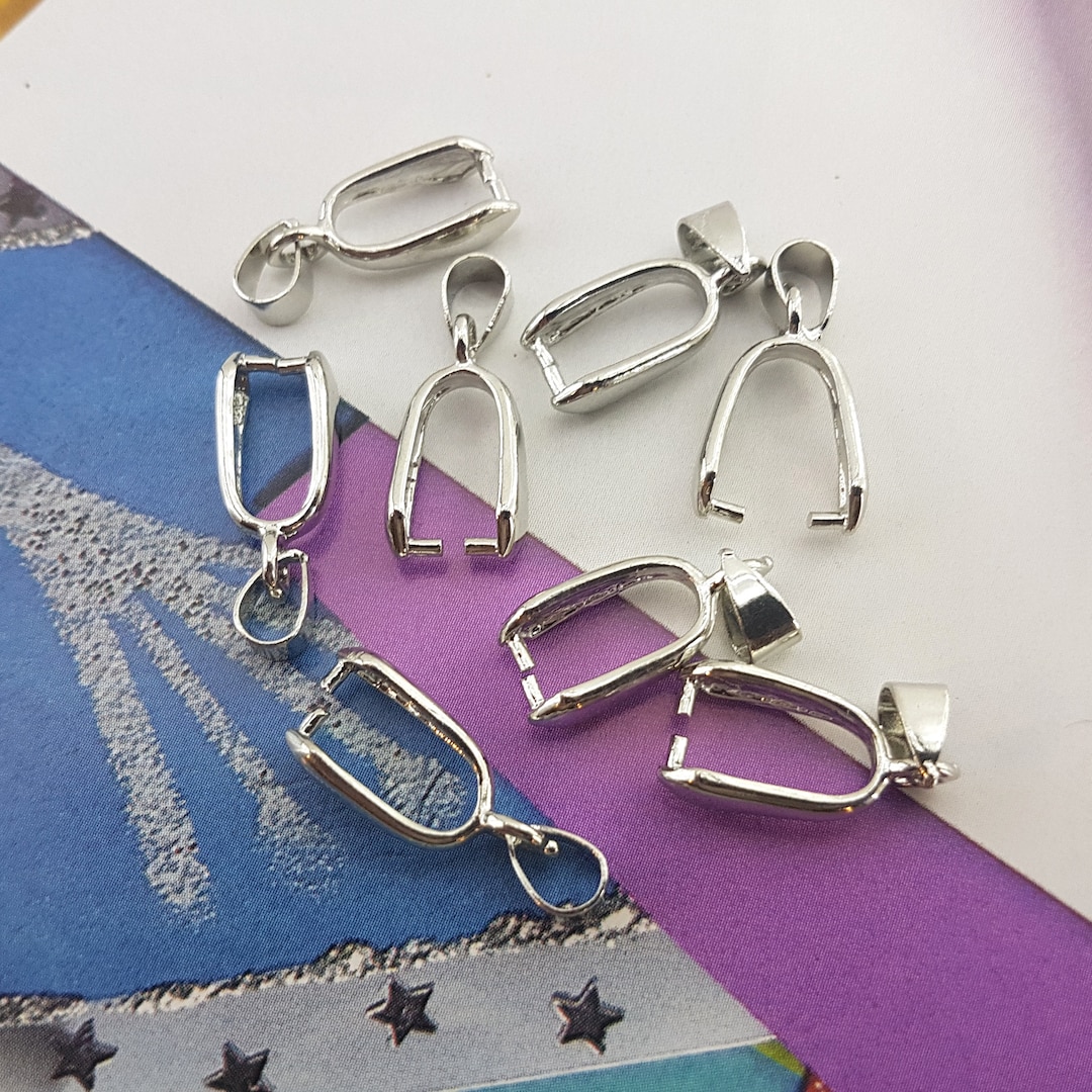 Silver Colour Pinch Big Bail,pinch Bail Clip-on for Necklace,silver ...
