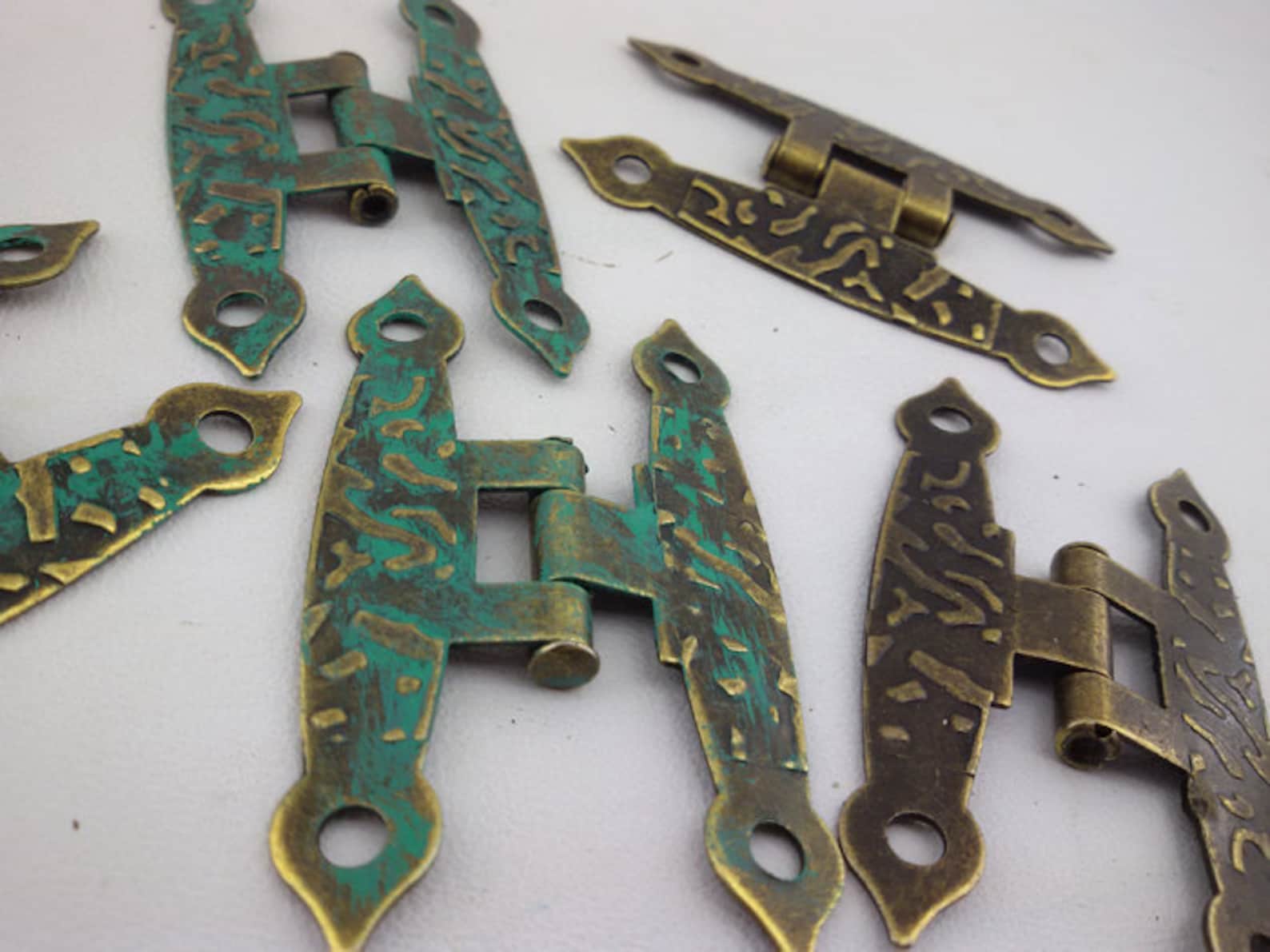 Vintage Metal Hinges,2 Decorative Hinges,verdigris Medieval Hinges,big ...
