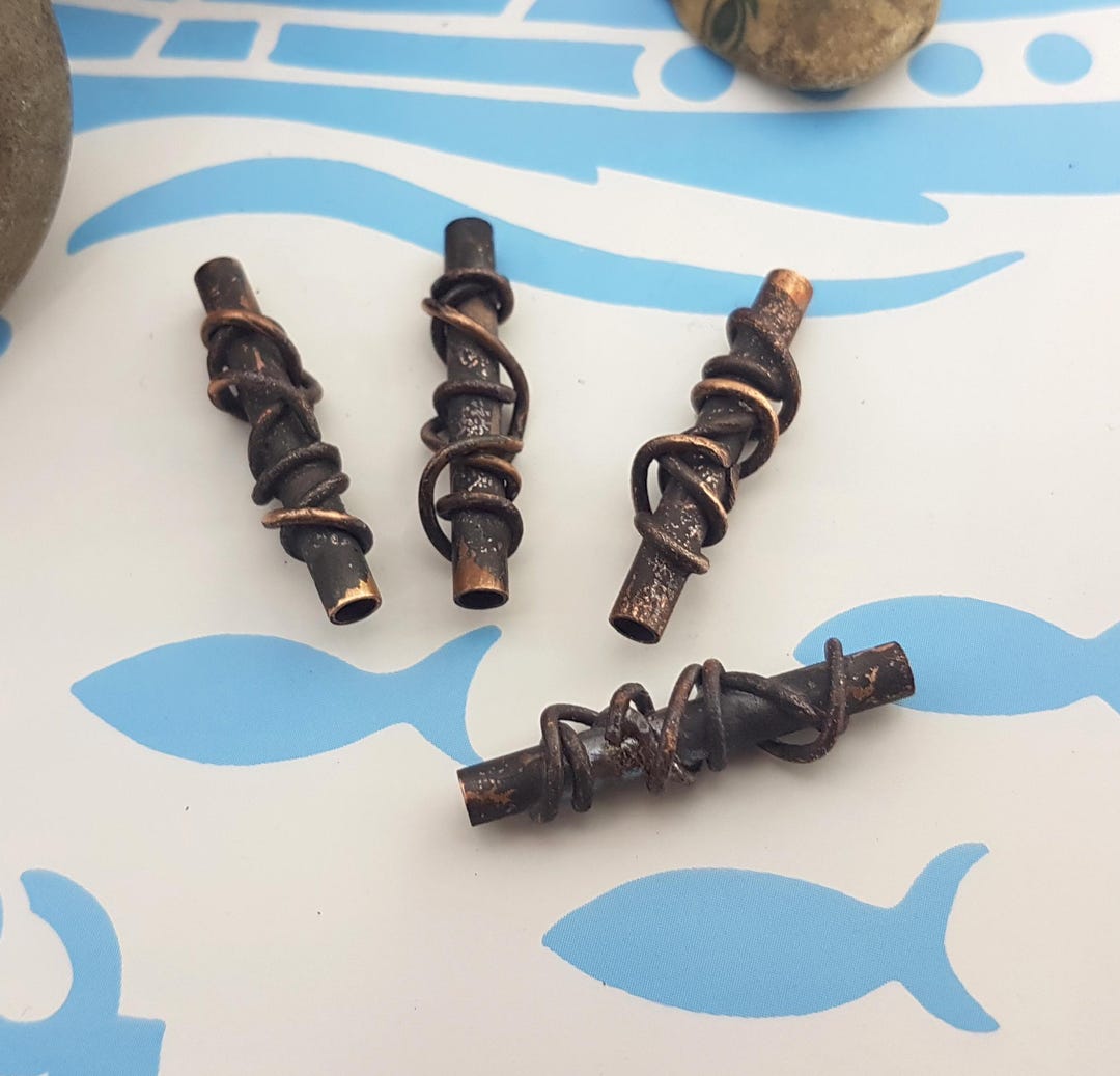 Rustic Elements Copper Connectors,patina Copper Soldered Tube Beads ...