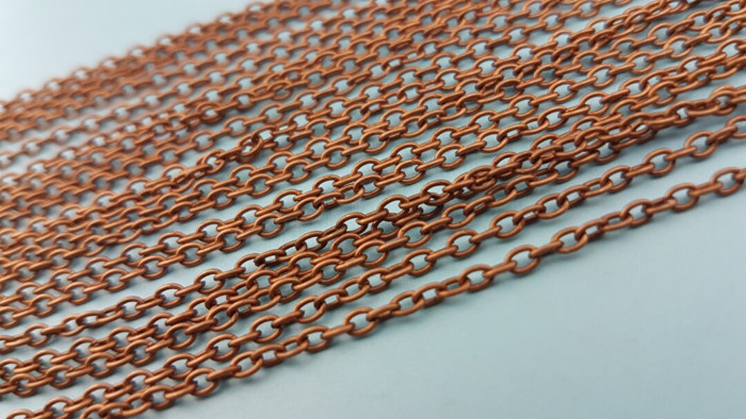 Antique Copper Jewelry Chain,patina Copper Necklace Chain,2 X 3 Mm ...