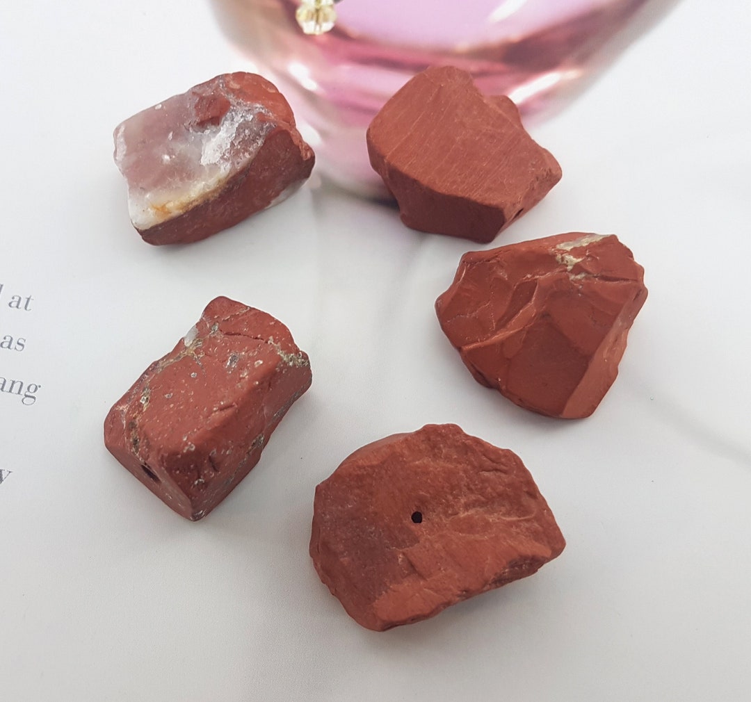 Jasper Raw Bead,large Raw Jasper Nugget Bead,burnt Red Drilled Jasper ...