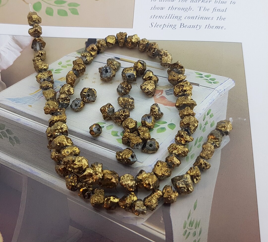 Gold Colour Irregular Quartz Beads,electroplated Quartz Beads,small ...
