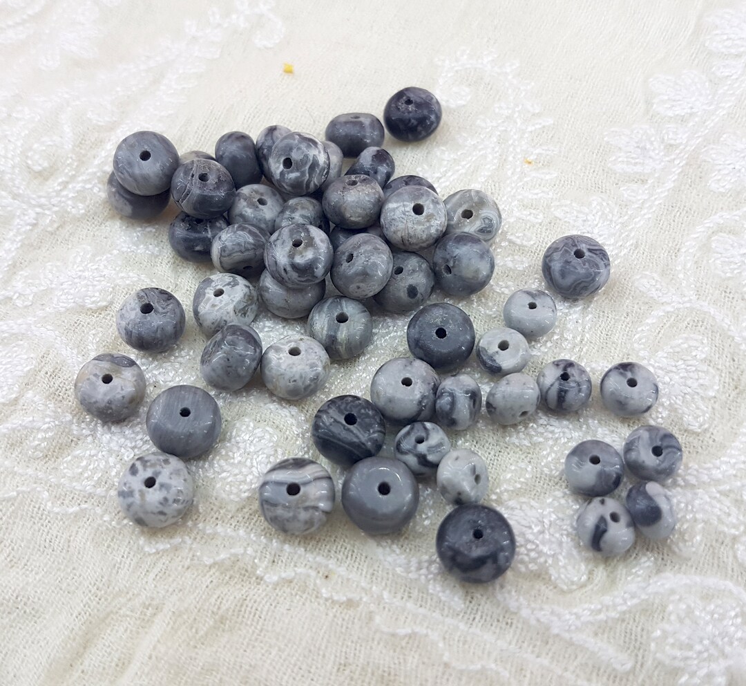 Grey Map Rondelle Jasper Bead,grey Matte Jasper Stone Beads,gray Jasper ...