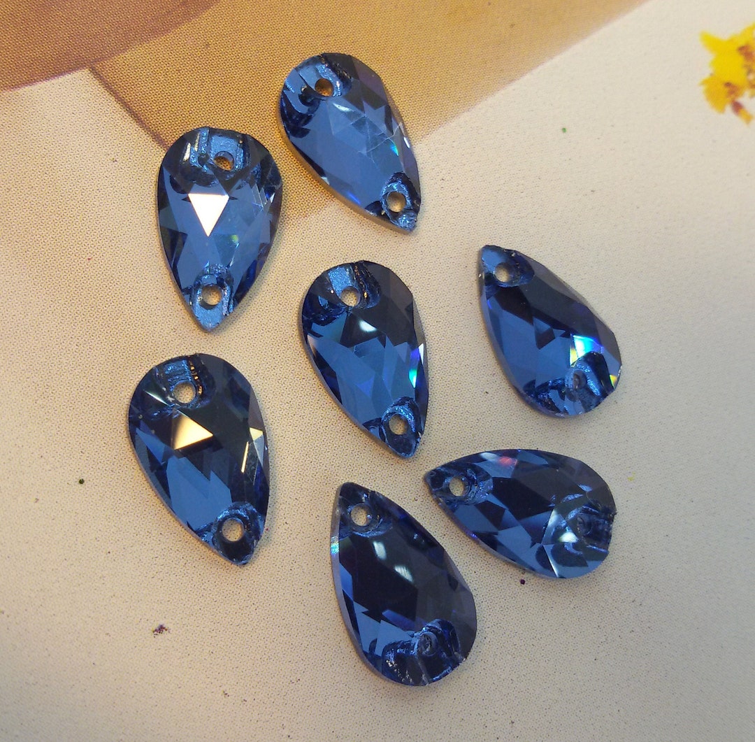 Blue Crystal Sew on Rhinestone,blue Flat Back Rhinestone,drop Shape Sew ...