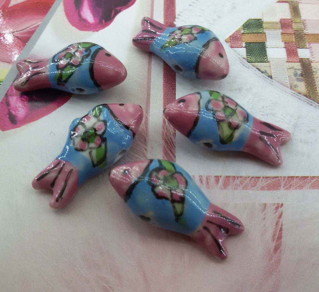 Large Fish Ceramic Beadshandcrafted Ceramic Beadpink Colour - Etsy
