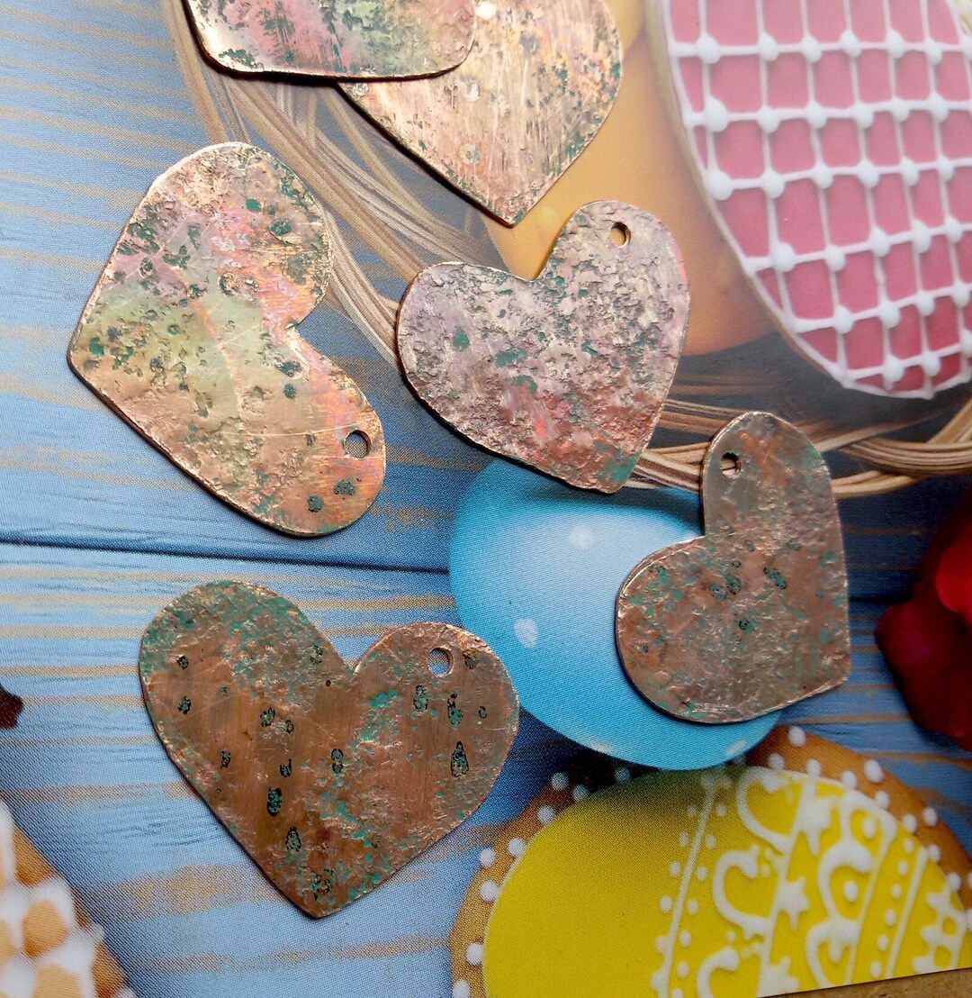Copper Hearts Connectorsverdigris Copper Metal Heartsheart - Etsy