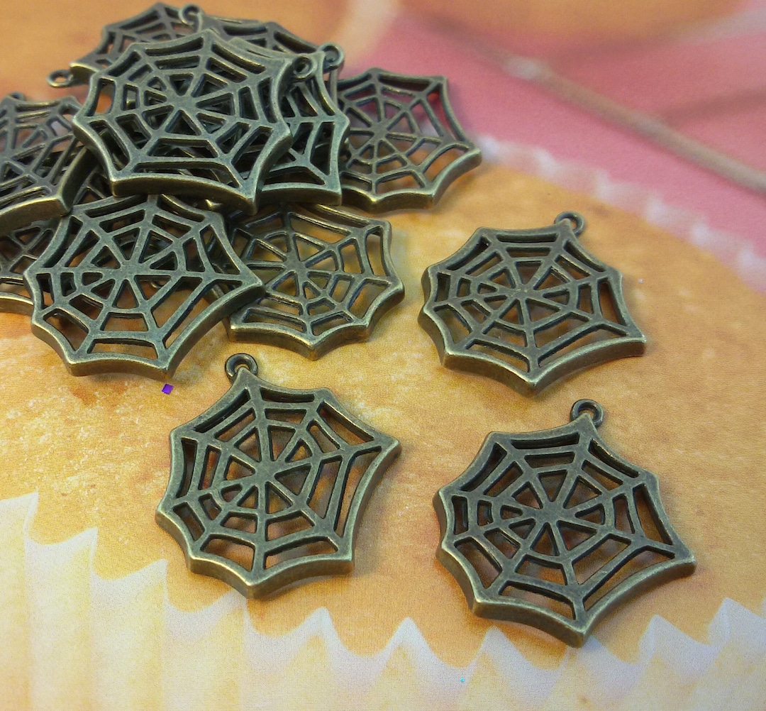 Charms Antiqued Bronze,spider Web Charms,bracelet Decorative Web Charm ...