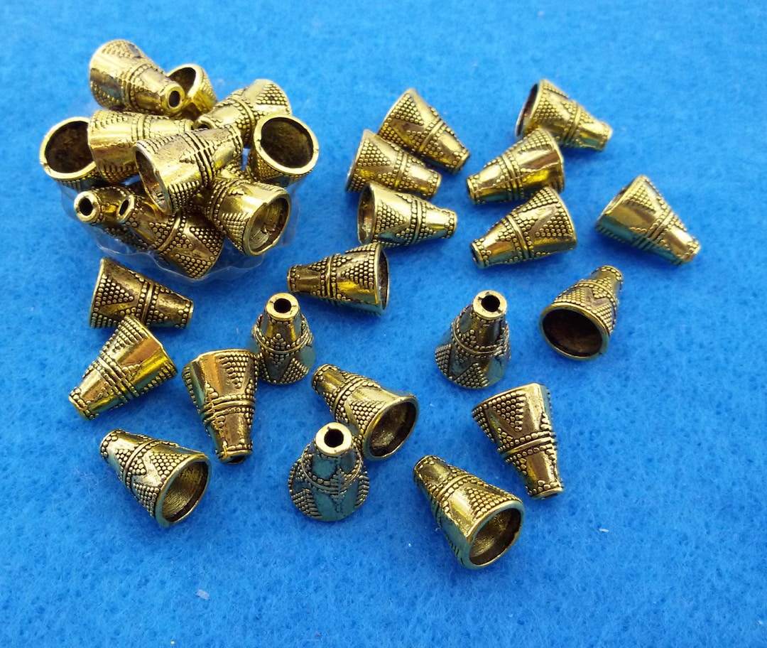 Gold Cone Bead Caps,decorative Gold Bead Caps,big Hole Funnel Connector ...