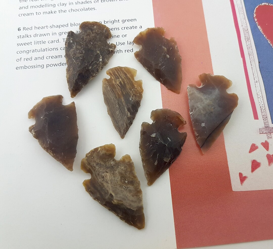 Carved Stone Arrowhead,brown Flintstone Arrowhead,carved Flint ...