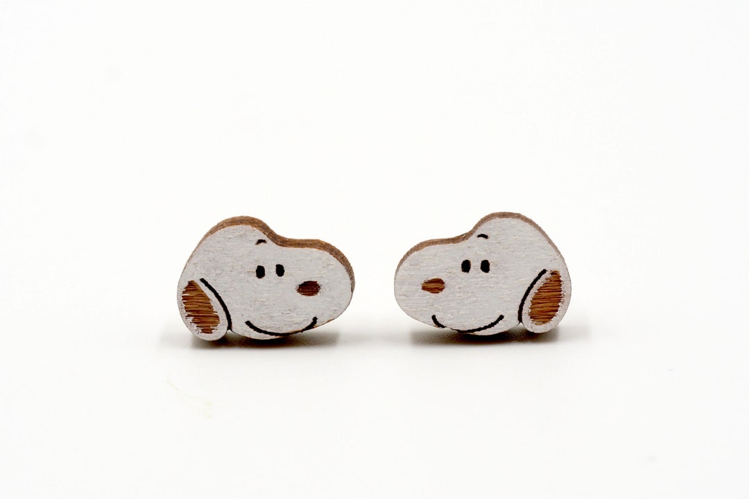 Snoopy Wooden Stud Earrings - Cartoon Series - Hand-painted Wood ...