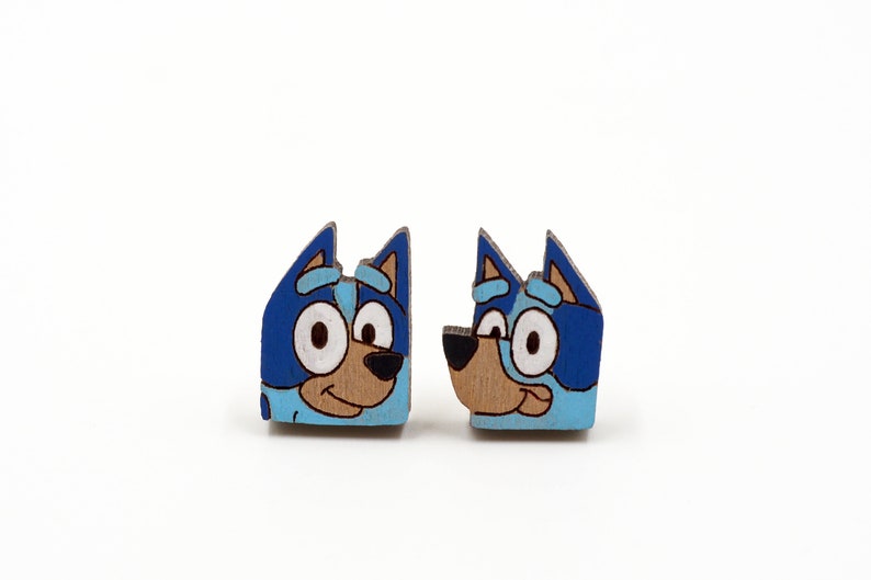 Bluey & Bingo Wooden Stud Earrings Cartoon Series | Etsy
