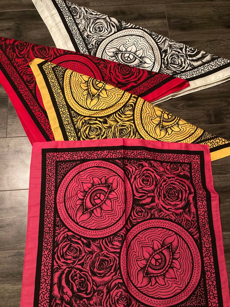 Psychedelic Peace Rose Bandana | Etsy