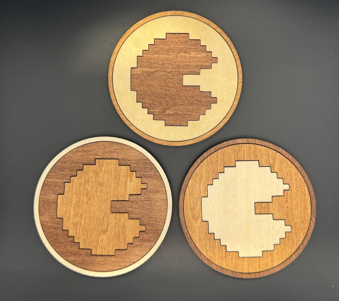 8-bit Pac-man Wood Coaster - Etsy