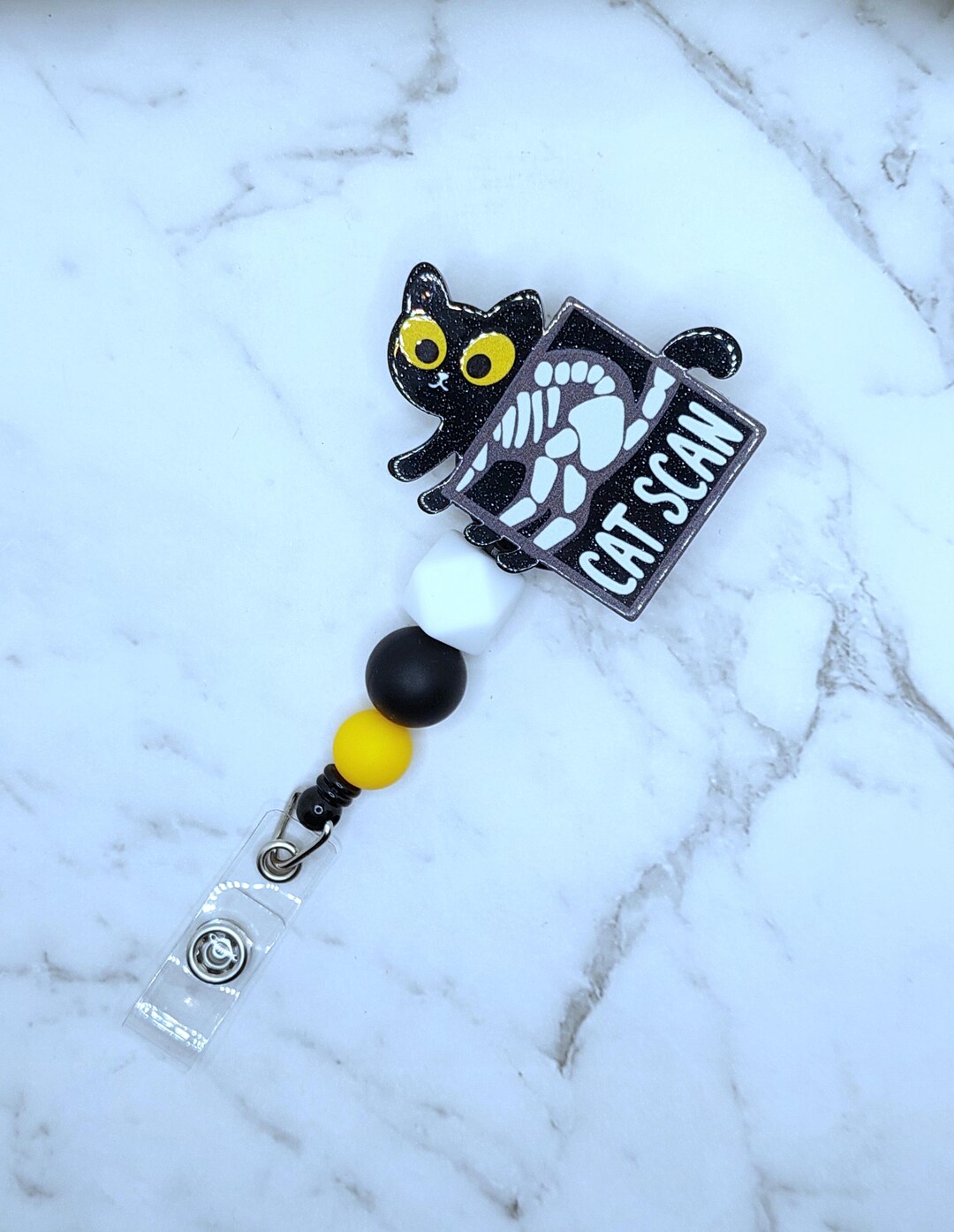 Black Glitter "cat Scan" Radiology Tech Badge Reel - Etsy