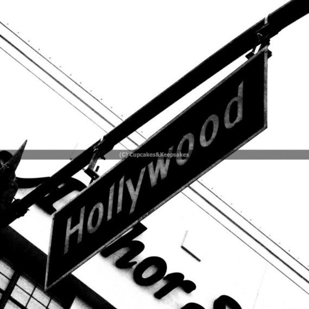 Los Angeles "hollywood" Street Sign Black and White Fine Art Photograph ...