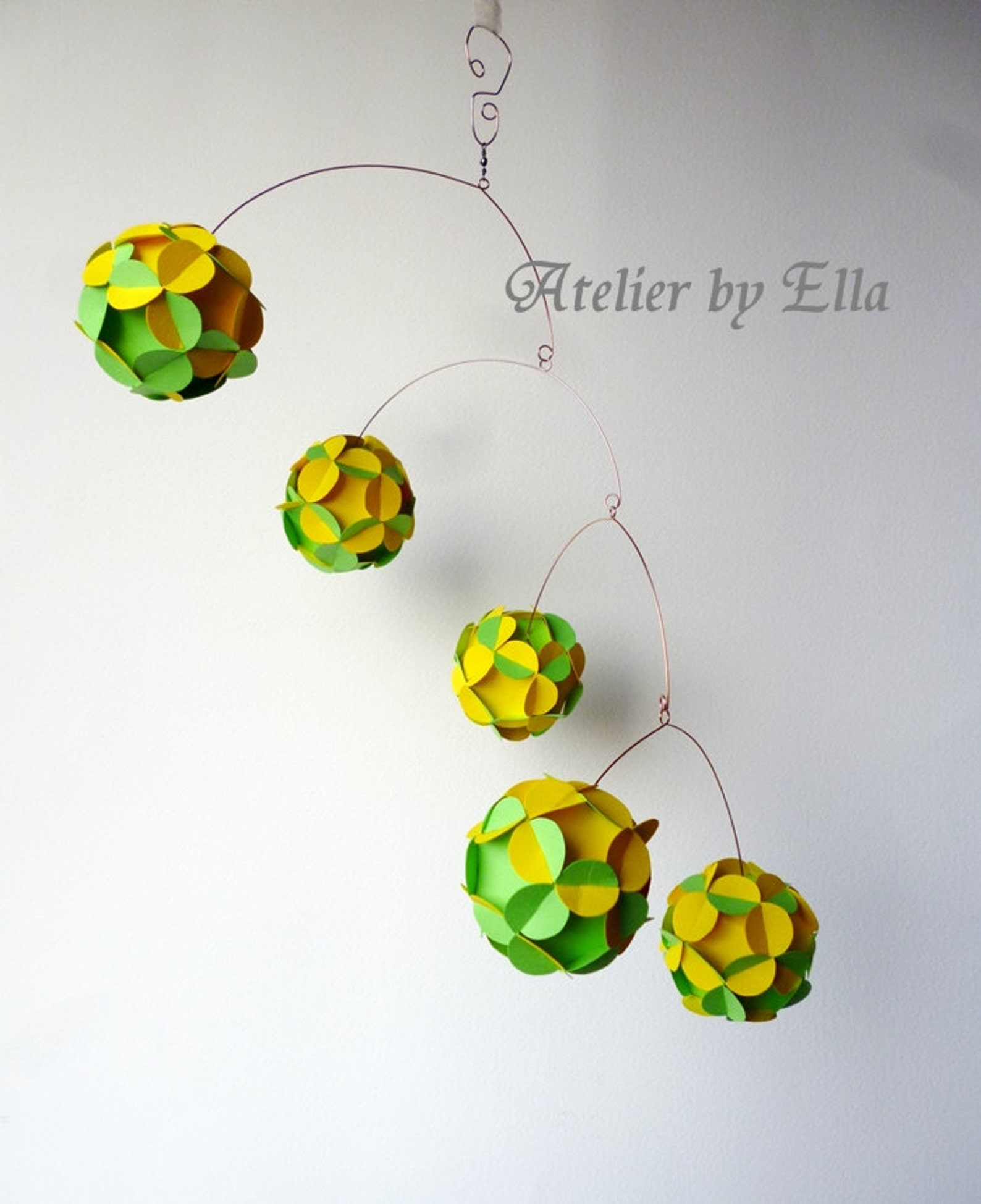 Spring Kinetic Mobile Yellow Green Paper Balls Mobile - Etsy