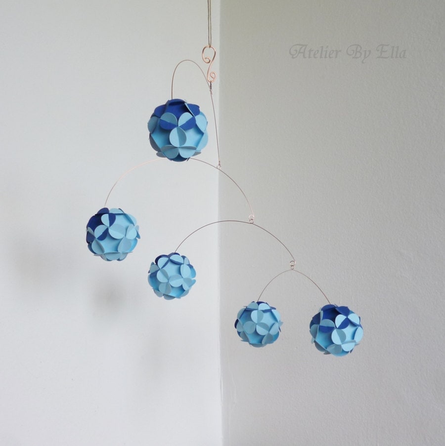 Hanging Mobile Blue and Bright Blue Mobile Kinetic - Etsy