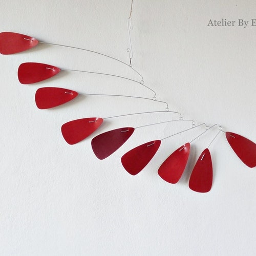 Red Kinetic Mobile Hanging Mobiles Paper Varnished 9 - Etsy