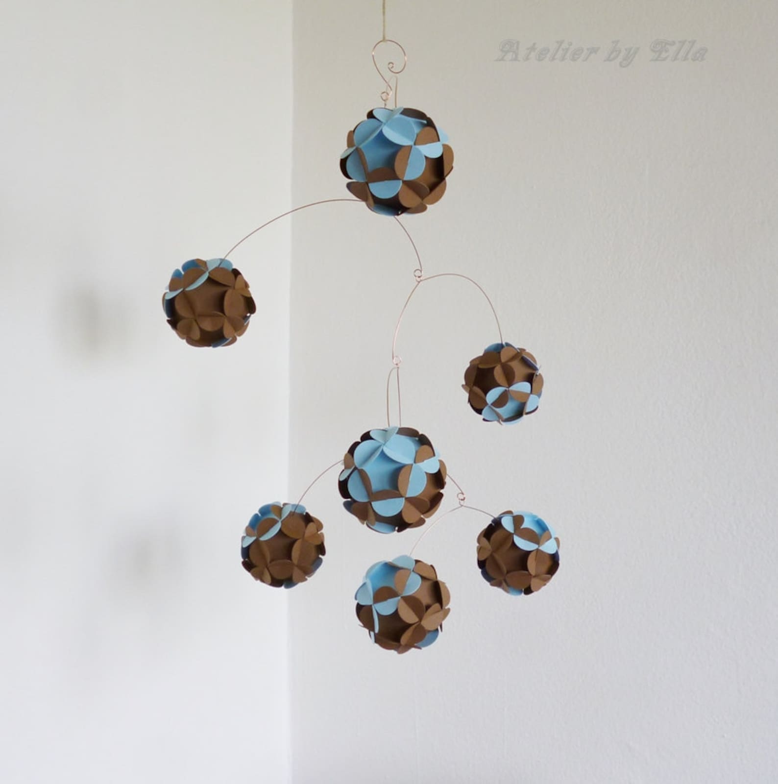 Hanging Mobile Brown and Light Blue Mobiles Home Decor - Etsy