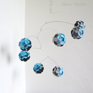 Hanging Mobile , Turquoise Blue Black and Grey Mobiles , Nursery Room ...