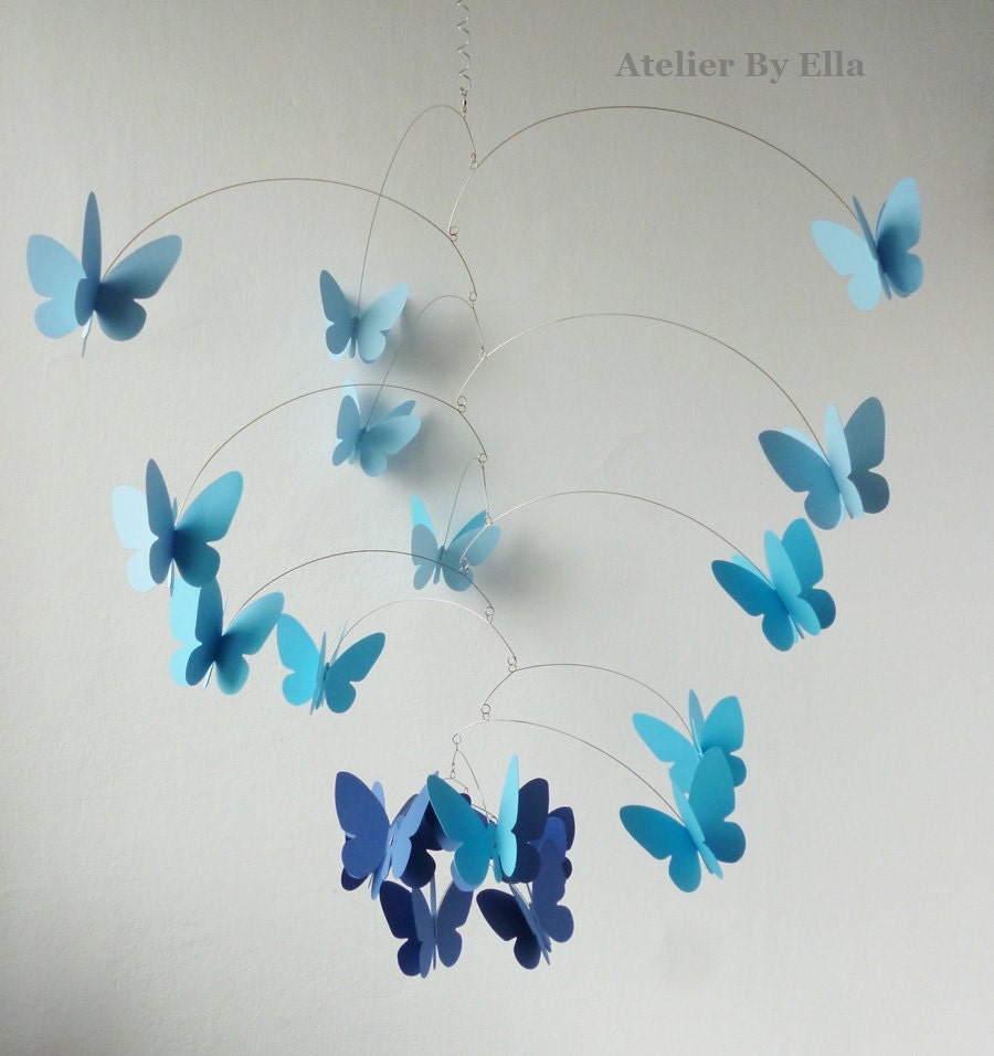 3D Butterfly Mobile Kinetic Mobile Blue Hanging Mobile | Etsy