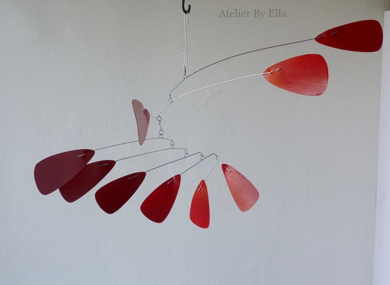 Red Kinetic Mobile, Hanging Mobiles, Paper, Varnished, 9 Elements - Etsy