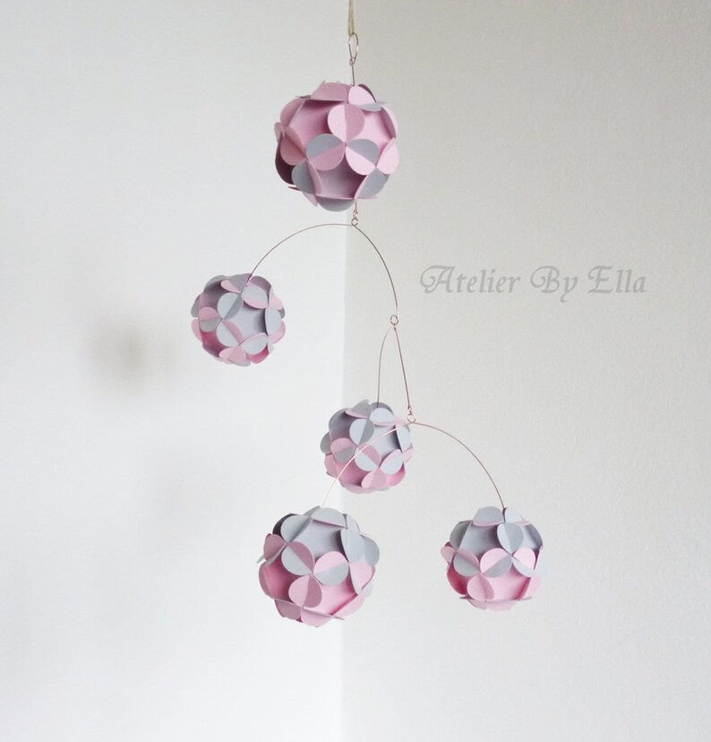 Hanging Mobile Bright Gray and Baby Pink Mobilekinetic - Etsy