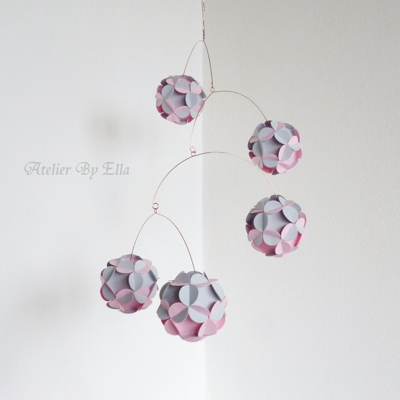 Hanging Mobile Bright Gray and Baby Pink Mobilekinetic - Etsy