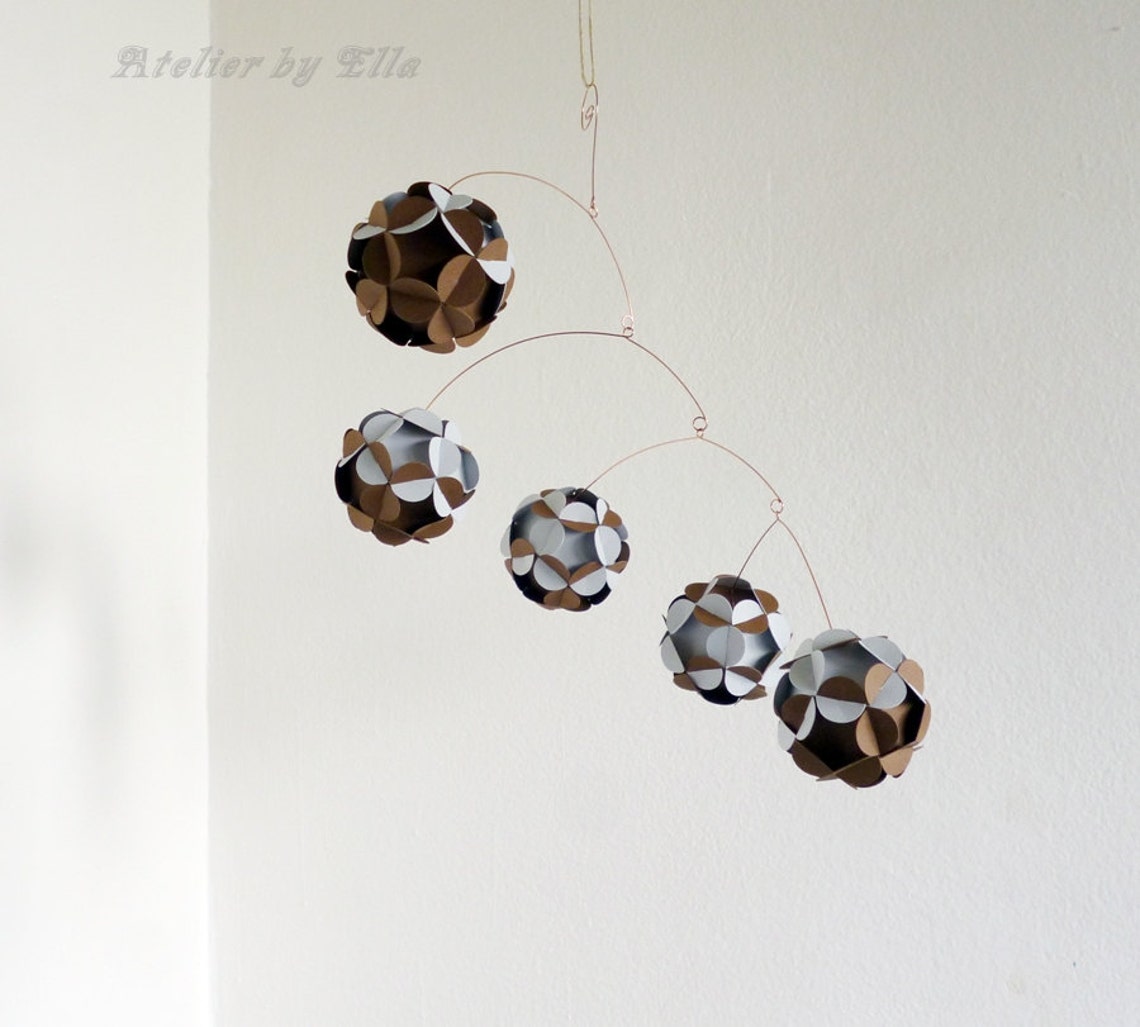 Hanging Mobile Brown and Grey Mobiles Paper Balls Mobile - Etsy