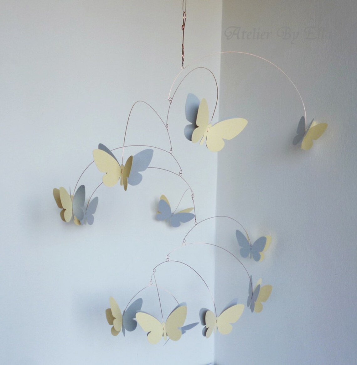 Grey Yellow Butterfly Mobiles Kinetic Mobile Hanging Mobile - Etsy