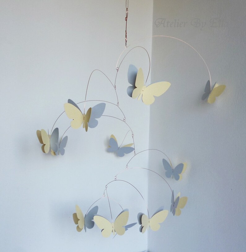 Grey Yellow Butterfly Mobiles Kinetic Mobile Hanging Mobile - Etsy