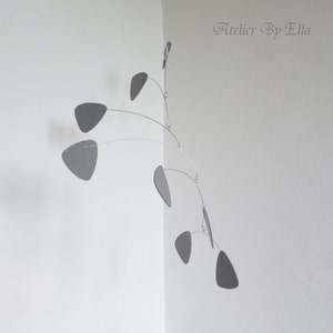 Grey Hanging Mobile, Gray Mobile, Kinetic , 8 Elements, Neutral Color ...