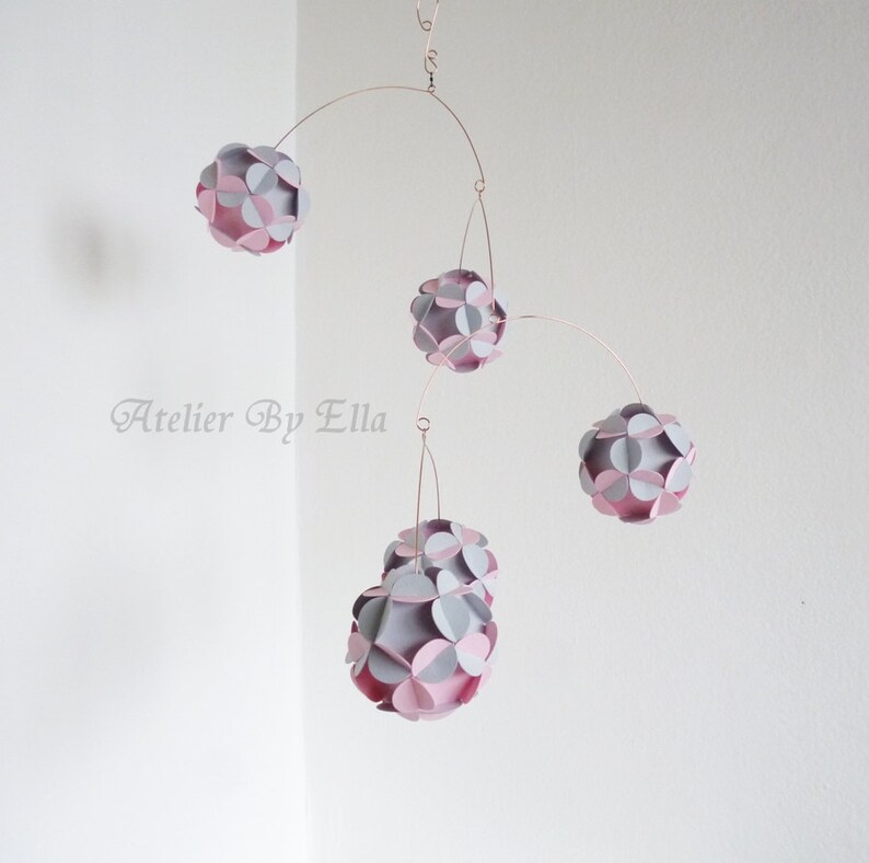 Hanging Mobile Bright Gray and Baby Pink Mobilekinetic - Etsy