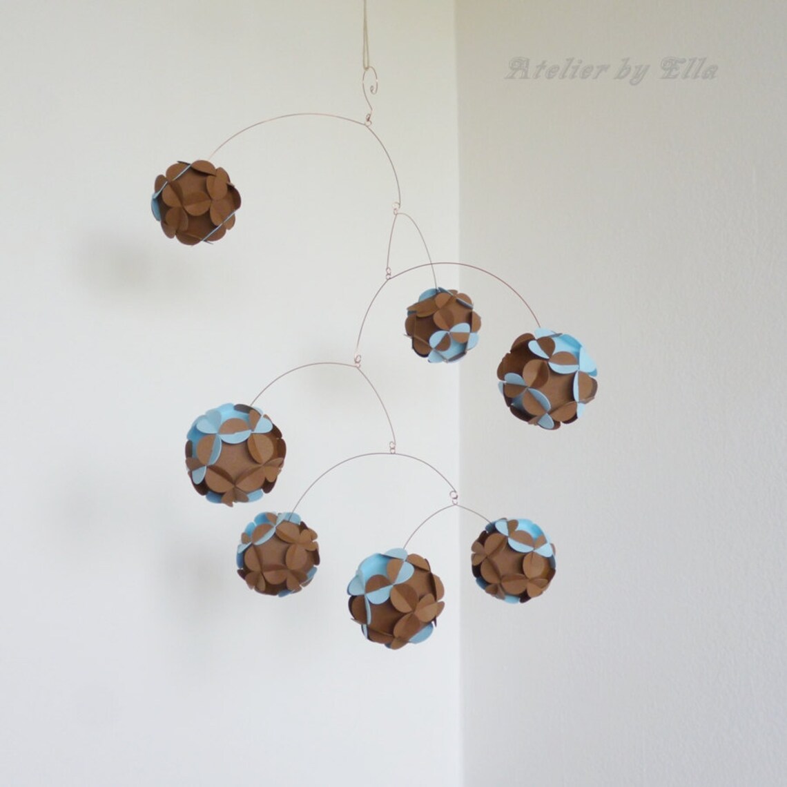 Hanging Mobile Brown and Light Blue Mobiles Home Decor - Etsy