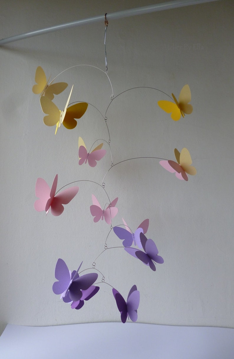 Butterfly Mobile Hanging Mobile Nursery Mobile Yellow Pink - Etsy
